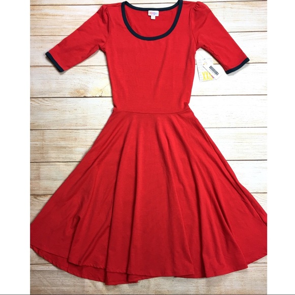 LuLaRoe | Dresses | Nwt Lularoe Solid Red Nicole Ringer Dress Xxs ...